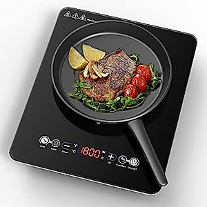VBGK Portable Induction Cooktop With Ultra Thin Body, Low Noise Hot Plate With 1800W Sensor Touch Single Electric Cooktops Countertop Stove With 9 Temperature & Power Levels, 3-hour Timer, Safety Lock Induction Cooktop