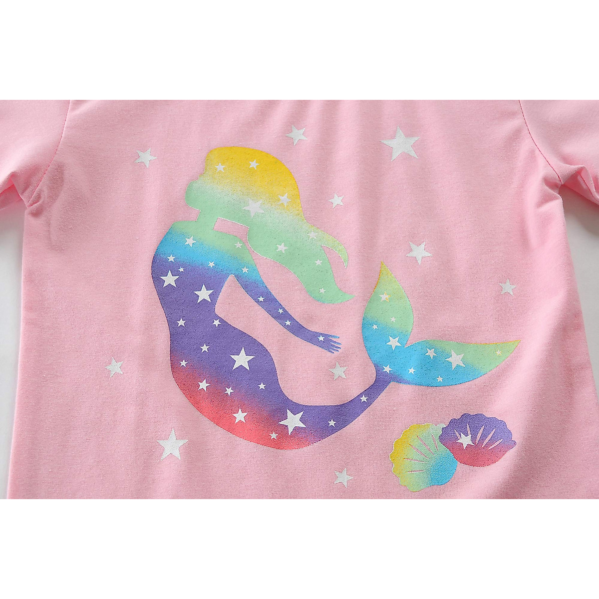 Little Hand 4 Pcs Toddler Pajamas for Girls Mermaid Short Sets Cotton Summer Pjs Sleepwear Children Jammies Size 2T