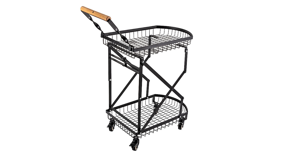 2-Tier Grocery Cart on Wheels - Multi-Use & Collapsible