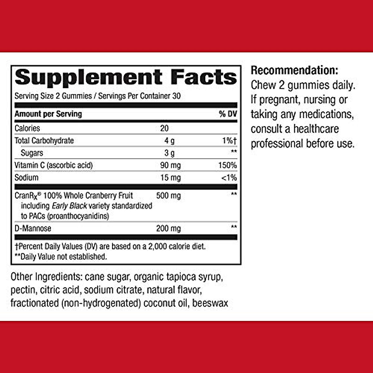 Nature's Way CranRx Gummy Urinary Health BioActive Cranberry + D-Manonse + Vitamin C, 60 Gummies