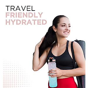 Elcreek 32oz Motivational Water Bottle with Time Marker, Tritan Material, Straw, LeakProof, BPA-Free, Ideal for Fitness & Outdoor Sports