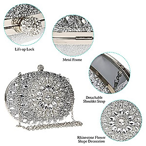 COAIMANEY Womens Sparkly Rhinestone Glitter Clutch Purse Evening Handbag Shoulder Bag for Wedding Party Prom