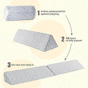 DECMAY Queen Bed Wedge Pillow for Headboard,Detachable Memory Foam Bed Gap Filler Queen Size,Close The Gap (0-7") for Headboard and Mattress(Gray,60 x10 x7In)