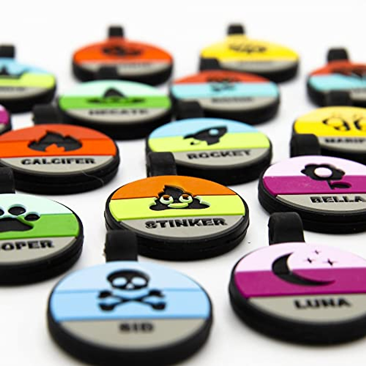 Silent Dog Tag Personalized with 5 Lines of Custom Deep Engraved Durable Soundless Silicone Pet ID Name Tag Round Designer Green