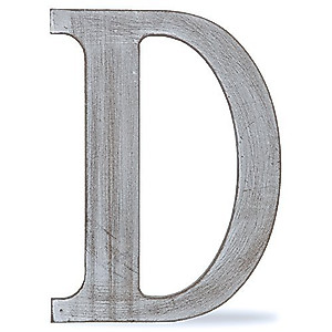 The Lucky Clover Trading D Wood Block, 14" L, Charcoal Grey Wall Letter, Gray