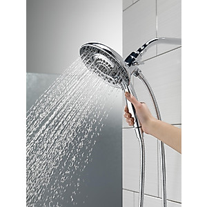 Delta Faucet 5-Spray In2ition 2-in-1 Dual Shower Head with HandHeld Spray, Chrome Hand Held Shower Head with Hose, Handheld Shower Heads, 1.75 GPM Shower Head, Chrome 58569-PK