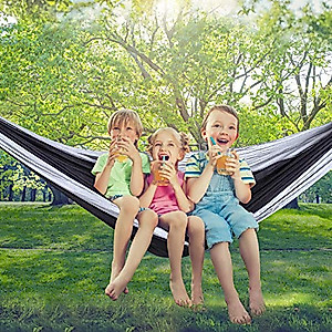 Double Hammocks for Camping, Portable Parachute Hammock for Outdoor Hiking Travel Backpacking - Hammocks Swing for Backyard & Garden 78''W 118''L (Khaki/Green)