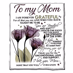 YIBZEE to My Mom Blanket - Super Soft Flannel Fleece Gift Blanket for Mother's Day Thanksgiving Christmas Birthday Presents Throw Blankets for Sofa Couch Bed Travel (to My Mom, 60 x 50in)