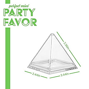 Hammont Pyramid Shaped Acrylic Candy Boxes - 8 Pack - 2.44"x2.44"x2.63"- Perfect for Weddings, Birthdays, Party Favors and Gifts | Designer Cute Clear Lucite Plastic Treat Containers