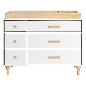Babyletto Lolly 6-Drawer Assembled Double Dresser in White and Natural, Greenguard Gold Certified