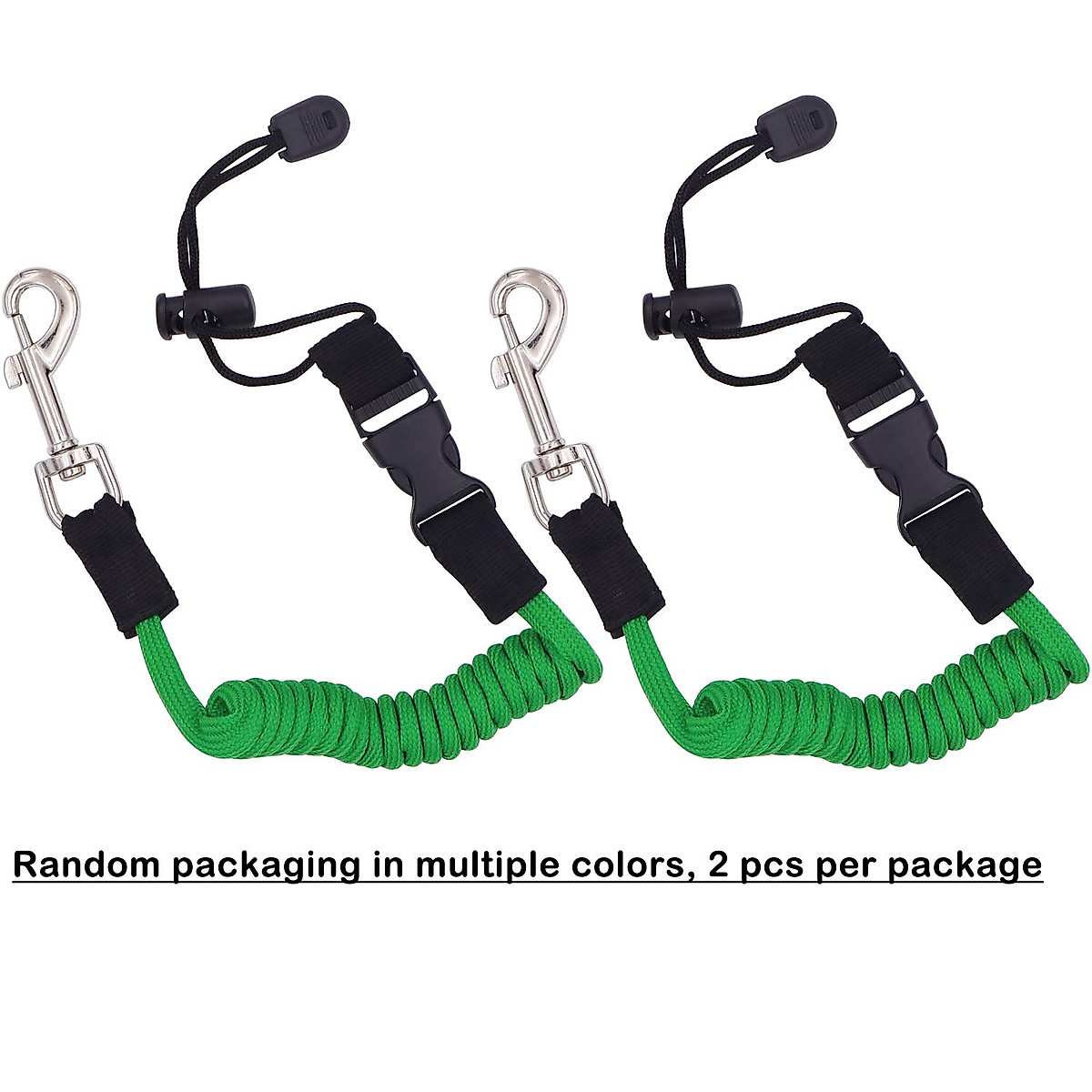 METER STAR 2 PCS Random Color Anti-Lost Elastic Kayak Canoe Paddle Leash Safety Boat Fishing Rod Pole Coiled Lanyard Cord Tie Rope