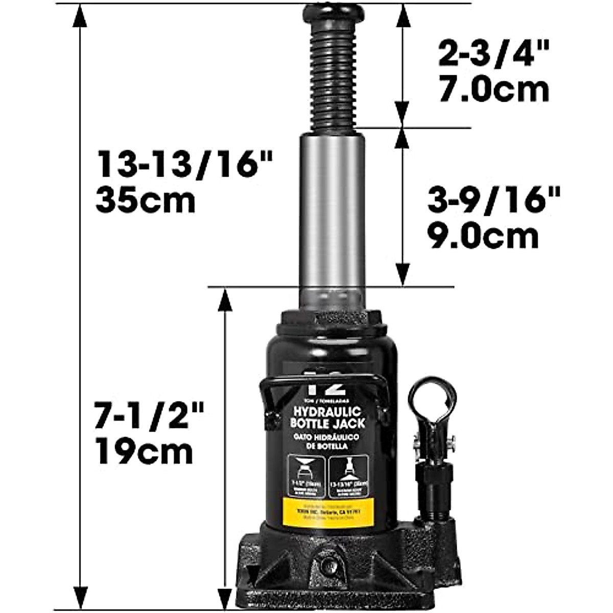 BIG RED 12 Ton (24,000 LBs) Torin Hydraulic Car Bottle Jack for Auto Repair and House Lift, Black, AT91207BR