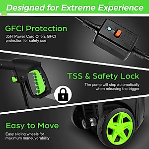 Electric Pressure Washer Power Cleaner - SY3200 Suyncll 2.5 GPM Power Washer 1800W High Pressure Car Cleaner with All-in-one Spray Nozzles, 20 Ft Hose & 35 Ft Wire, CSA Compliant, Green