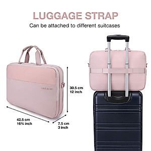 LIGHT FLIGHT Laptop Bag for Women,15.6 Inch Laptop Case Expandable Computer Bag Slim Briefcase,Pink