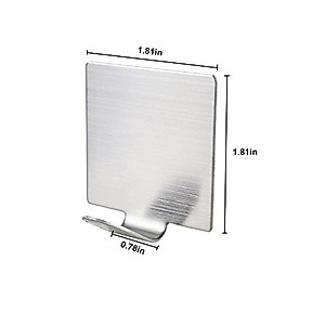 Togu SUS 304 Stainless Steel Self Adhesive Hook Heavy Duty Wall Hooks Nail-Free Waterproof Stick On Bathroom Kitchen Door for Keys Hats Towel Coats, Brushed Finish,4pcs