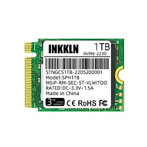 INKKLN 1TB Solid State Drive 3D TLC NAND PCIe Gen 3.0x4 2230 NVMe Internal SSD, Compatible with Steam Deck Microsoft Surface PRO 7+/8, CFE DIY