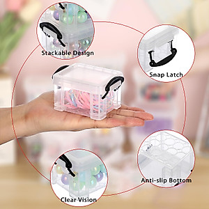 BTSKY 20 Packs Small Storage Bins with Lids Mini Plastic Bead Organizers-3.3Lx2.6Wx2H Inches Stackable Craft Storage Containers Clear Latching Boxes for Beads, Clips, Hairpins and Candy (Black)