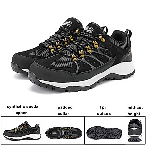 CKKM Men's Waterproof Hiking Shoes Lightweight Non-Slip Low-Cut Trekking Hiking Sneakers Outdoor Backpacking Camping Climbing Shoes
