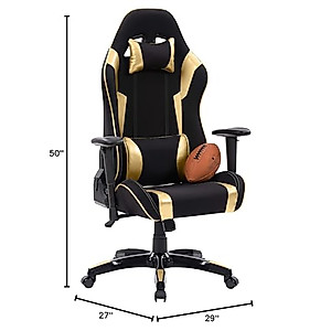 CorLiving Gaming Chair, Black/Gold