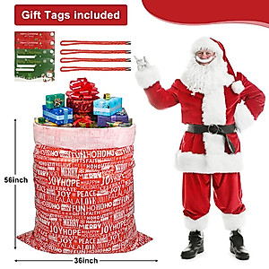 HRX Package Extra Large Christmas Gift Bags 56x36 inch, 4pcs Jumbo Gift Bags for Presents, Heavy Duty Plastic Wrapping Xmas Sack for Huge Gifts