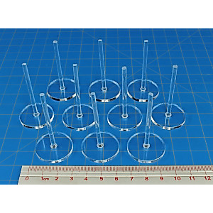 LITKO 28mm Circle Flight Stands with 2-inch pegs, 3mm Clear (10)