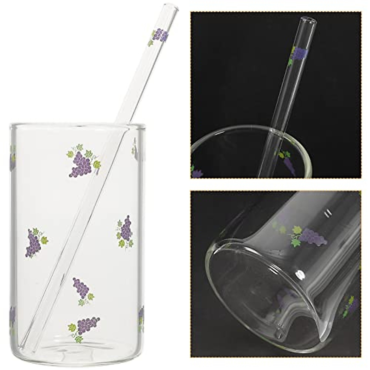 UPKOCH 2 Sets strawberry glass beer glasses glass cup with straw clear straw glasses clear beer can glass clear juice glasses clear water bottles cute cup aesthetic High borosilicate