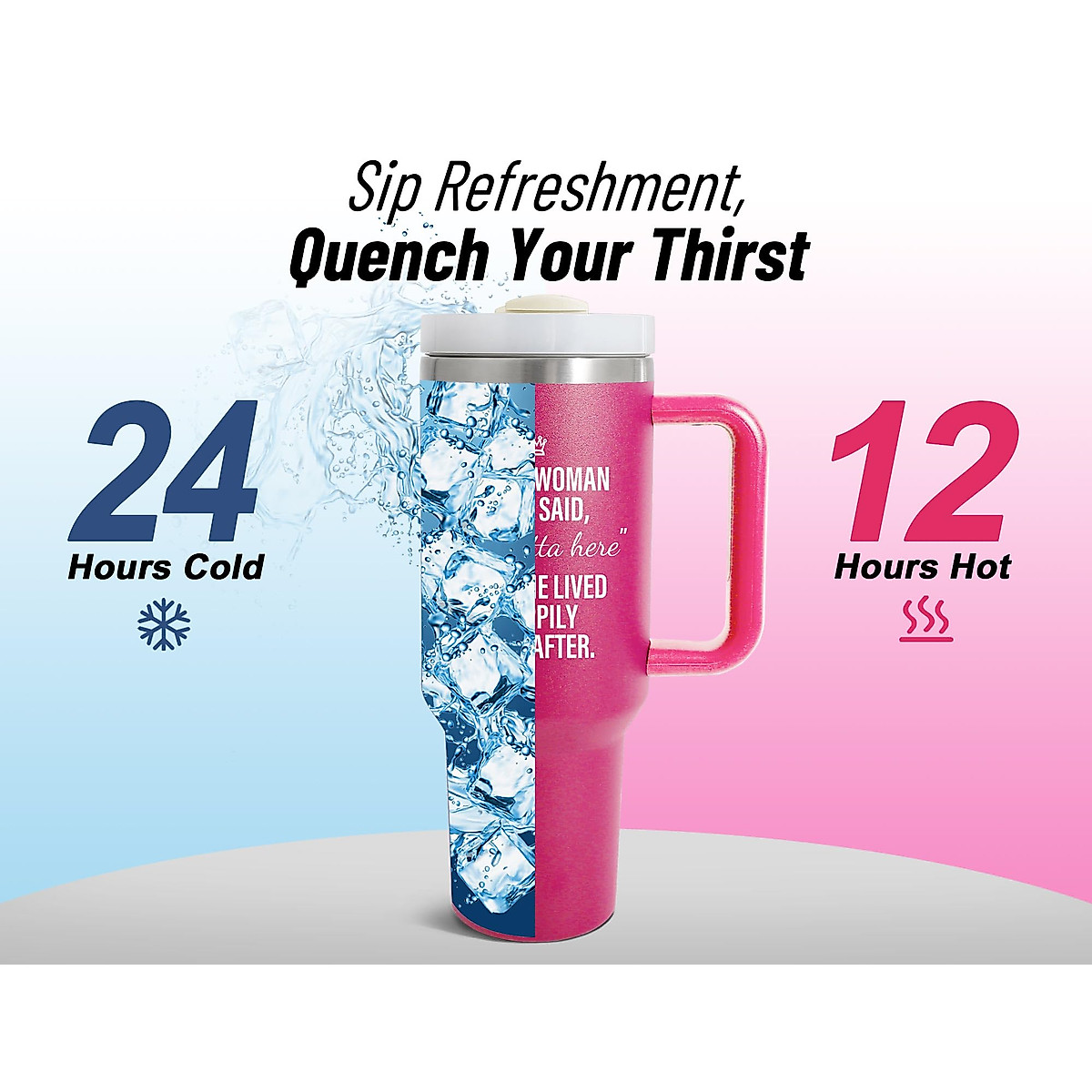 DLOCCOLD Retirement Gifts 40oz Rose Quartz Insulated Tumbler, 40 oz, Double Wall, Non-Slip, BPA Free, Reusable, Cylindrical, 5.7 x 10.7 inches, 2024, Dishwasher Safe