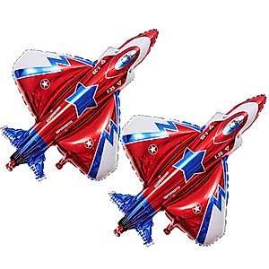 40"Airplane Balloons - Fighter Jet Shaped Foil Mylar Balloons for Baby Shower Kids' Boys Birthday Party Supplies Decorations