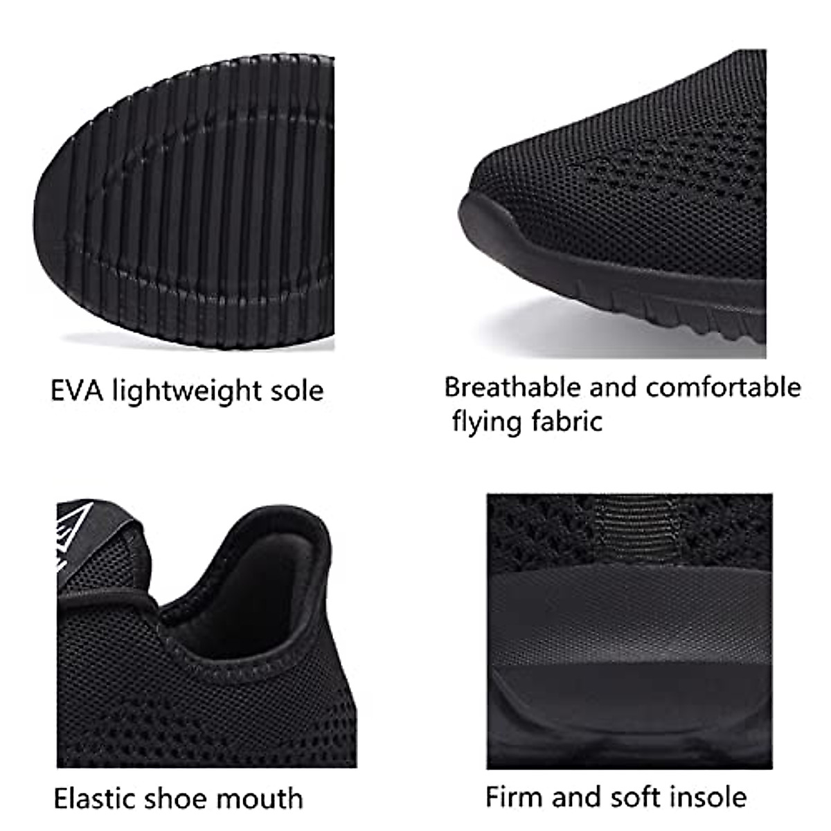 BXYJDJ Womens Walking Shoes Breathe Mesh Fashion Sneakers Ultra Light Jogging Slip On Athletic Running Workout Casual Sports Shoes for Travel Work AllBlack 8.5