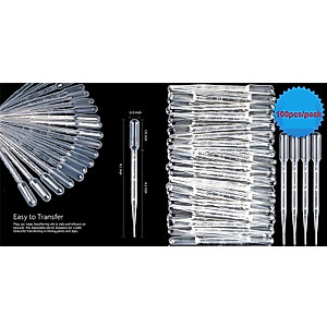 Pack of 100 3ml Plastic Transfer Pipettes Eye Dropper,Essential Oils Pipettes Dropper Makeup Tool