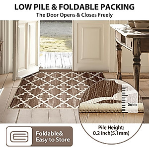 RELEANY 8x10 Area Rugs for Living Room Machine Washable Non-Slip Brown Rugs Moroccan Modern Trellis Carpet for Dining Room Bedroom Kitchen Indoor Entryway Laundry Room