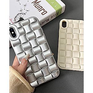 Ginkgonut Compatible with iPhone X/XS Case for Women/Girls, Cute 3D Laid Desgin Soft Silicone Shockproof Raised Bumper Corners Case for iPhone X/XS（Silver）