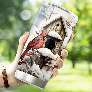 WONWIX Personalized Cardinal Tumbler Gifts for Women 20oz Travel Cup Coffee Mug Stainless Steel Insulated with Lid Watter Bottle Faith Red Cardinal Bird Gift for Her