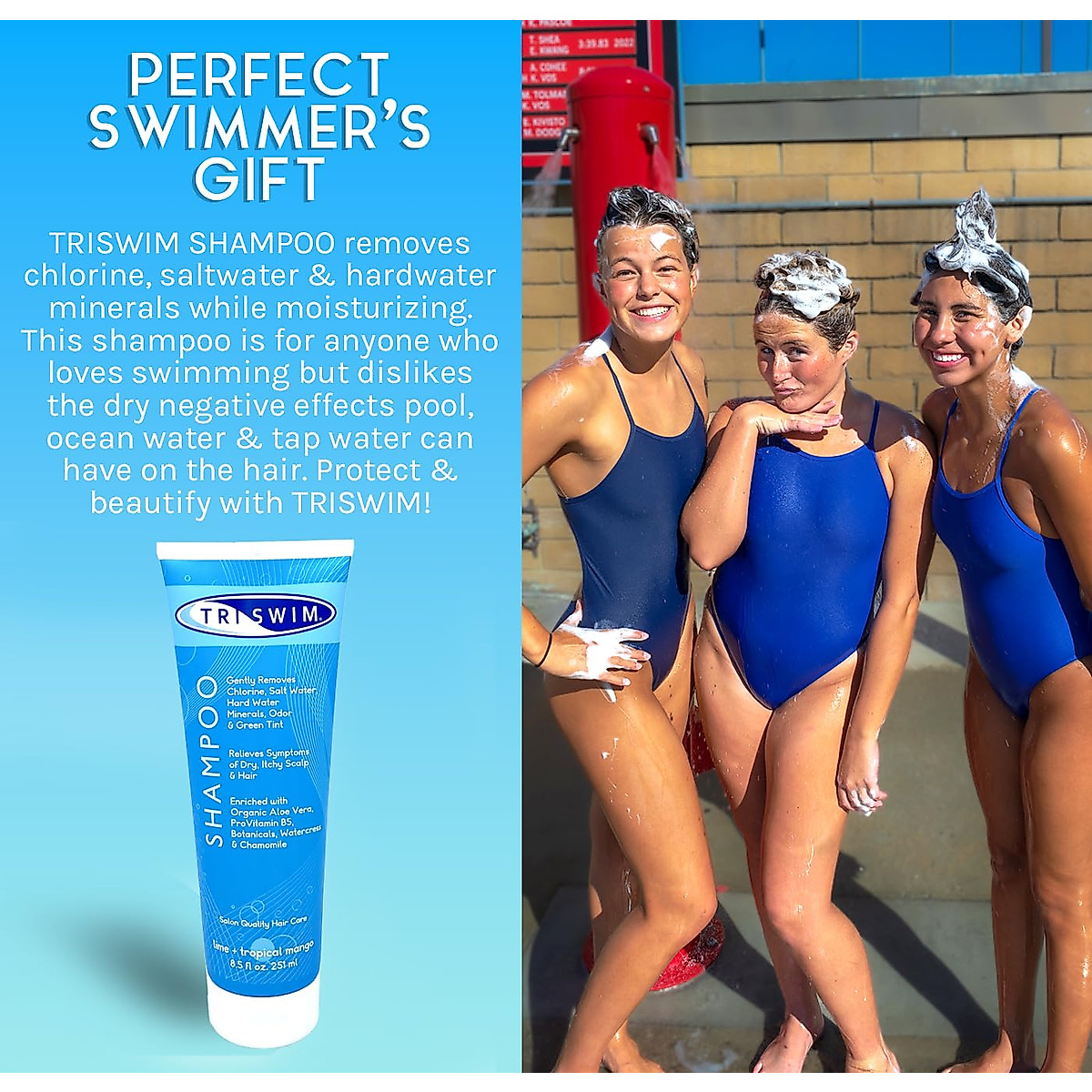 TRISWIM Chlorine Removal Swimmers Shampoo Moisturizing Repairing Hair, 8.5 fl.oz.