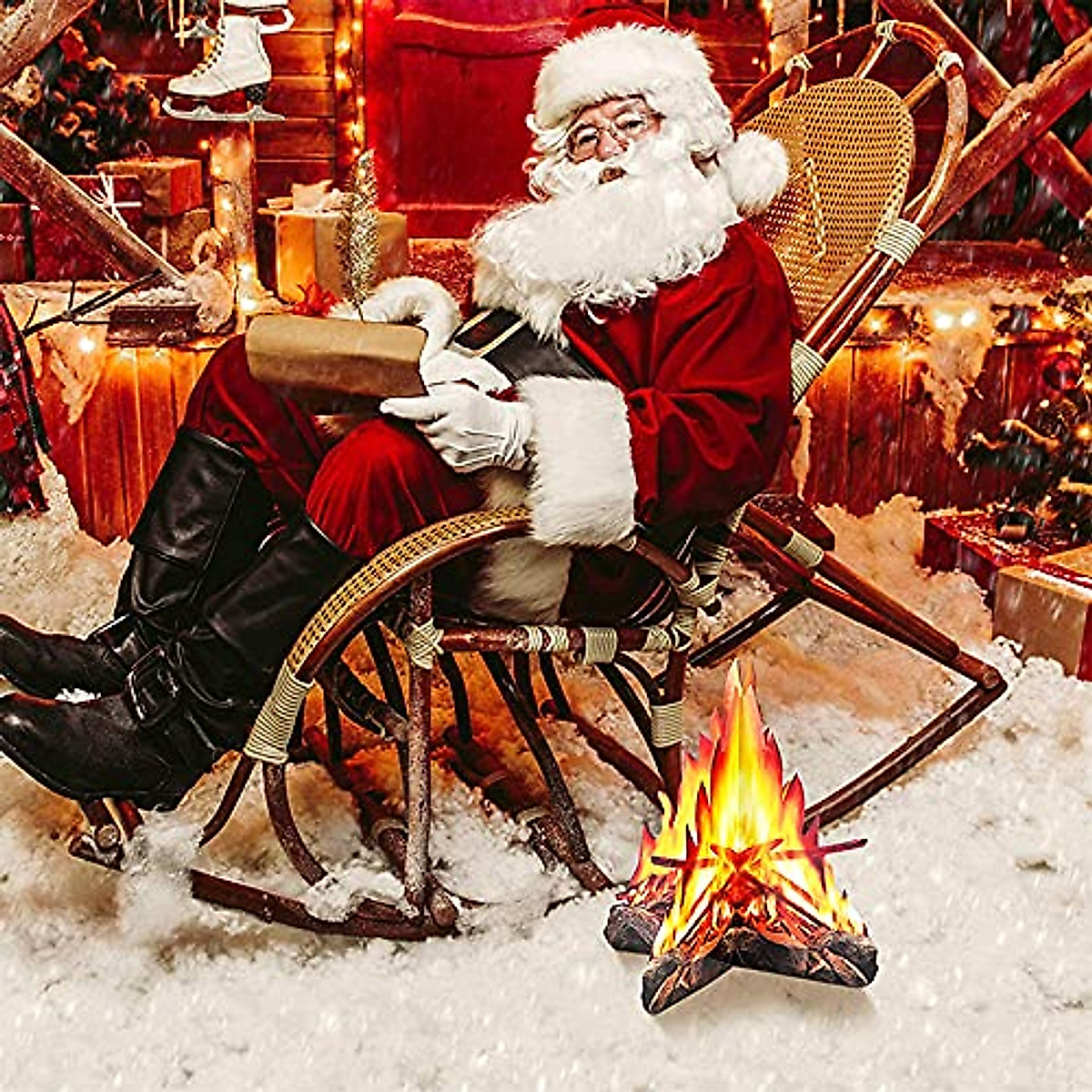 MYUBWTF 2 Sets Fire Fake Flame Paper, 12 Inch 3D Tall Artificial Fire Fake Flame Paper, Flame Cardboard Decoration Used for Table Center, Camping, Beach, Campfire Party (Simulation)