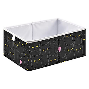 Black Cats Storage Baskets for Shelves Foldable Collapsible Storage Box Bins with Waterproof Fabric Closet Organizers for Pantry Organizing Shelf Nursery Home Closet,11 x 11inch