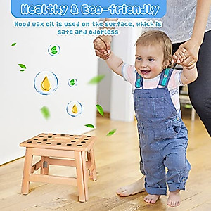 Jiodux Wooden Folding Step Stool 3rd Generation, 9.2" Height Step Stool for Adults & Kids, Child' Foldable Wood Step Stool for Bed, Kitchen, Outdoor, Holds up to 300lbs, Patented Product-1 Pack
