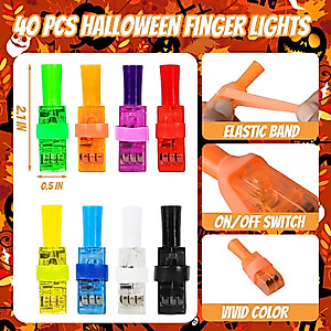 Halloween Party Favors for Kids, 40PCS Light Up Finger Lights Halloween Goodie Bag Fillers, Non Candy Halloween Treats Glow in The Dark Halloween Toys Bulk for Pinata Stuffers, Classroom Prizes Gifts