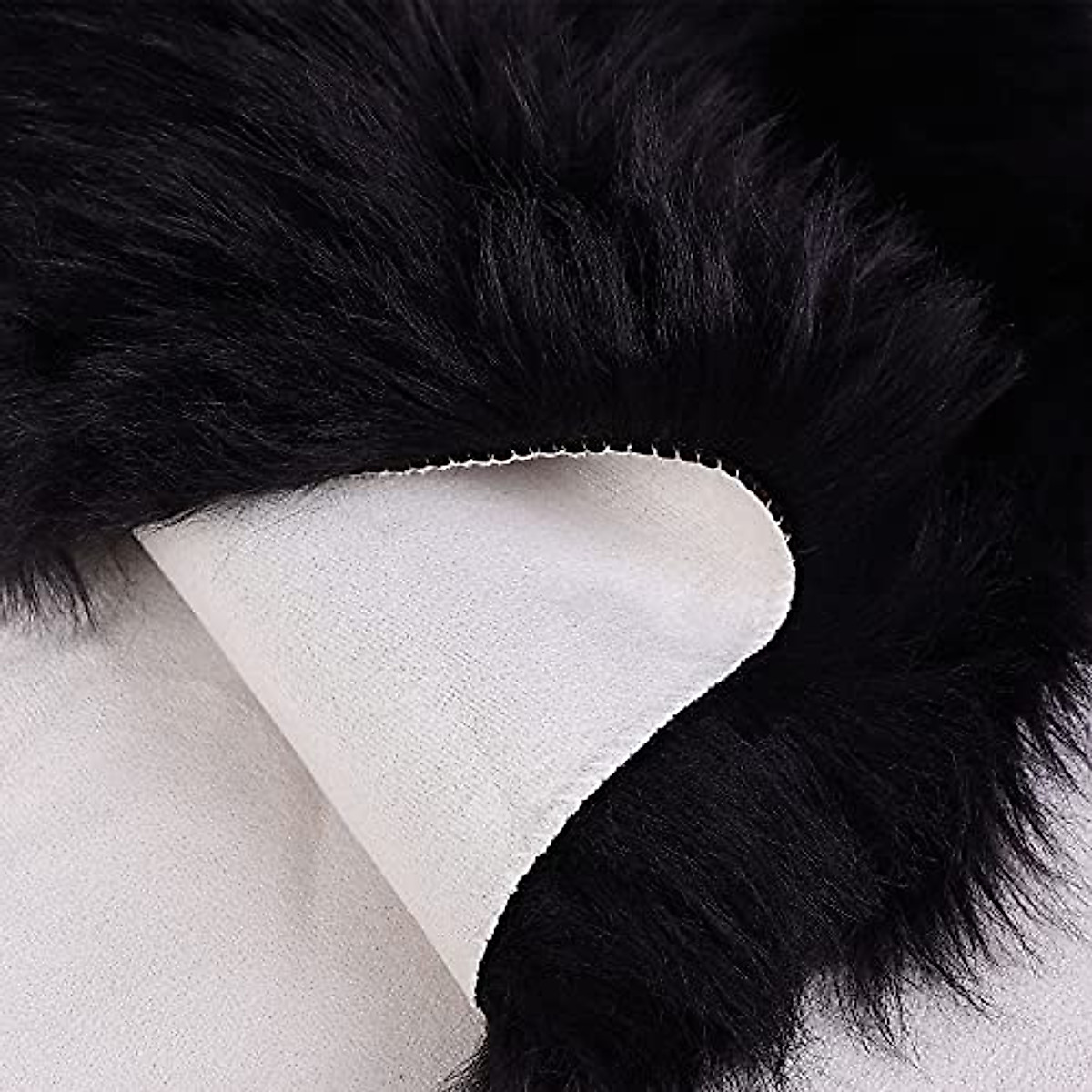 uxcell Faux Fur Round Rug,Fluffy Area Mat,Fluff Rugs for Bedroom Floor Sofa Living Room 2 x 2 Feet Black