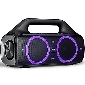 Bluetooth Speakers, YIER 80w (Peak) Portable Wireless Speaker with Lights, Stereo Loud Sound, IP67 Waterproof, Deep Bass Outdoor Speakers Bluetooth 5.0 Dual Pairing for Home Party Beach Camping, Gifts