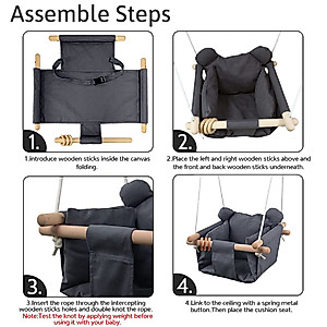 Baby Canvas Hanging Swing Seat Toddler Secure Indoor & Outdoor Hammock Toy Grey