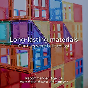 Connetix Tiles, 100 pc Creative Pack of Magnetic Building Tiles for Kids, Colorful Shapes, Fences, and Door Frames to Create Big Castles, Rockets, Bridges, Towers, and More