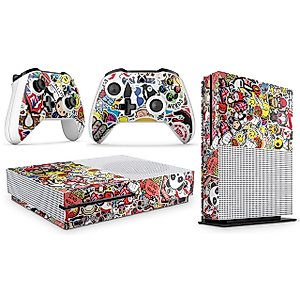 GNG Stickerbomb Skin Decal Sticker Compatible with Xbox One S Console + 2 Controller Skins
