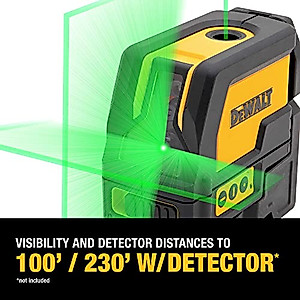 DEWALT Laser Level, Cross Line and Spot Laser, Green (DW0822CG)
