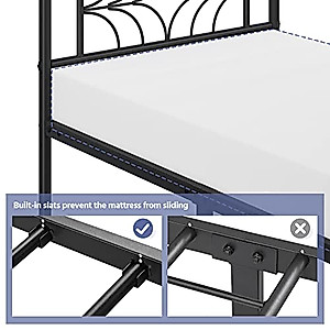 Yaheetech Twin Size Bed Frame Metal Platform Bed with Sparkling Star-Inspired Design Headboard, 13 Inch Underbed Storage, No Box Spring Needed, Easy Assembly, Modern, Black