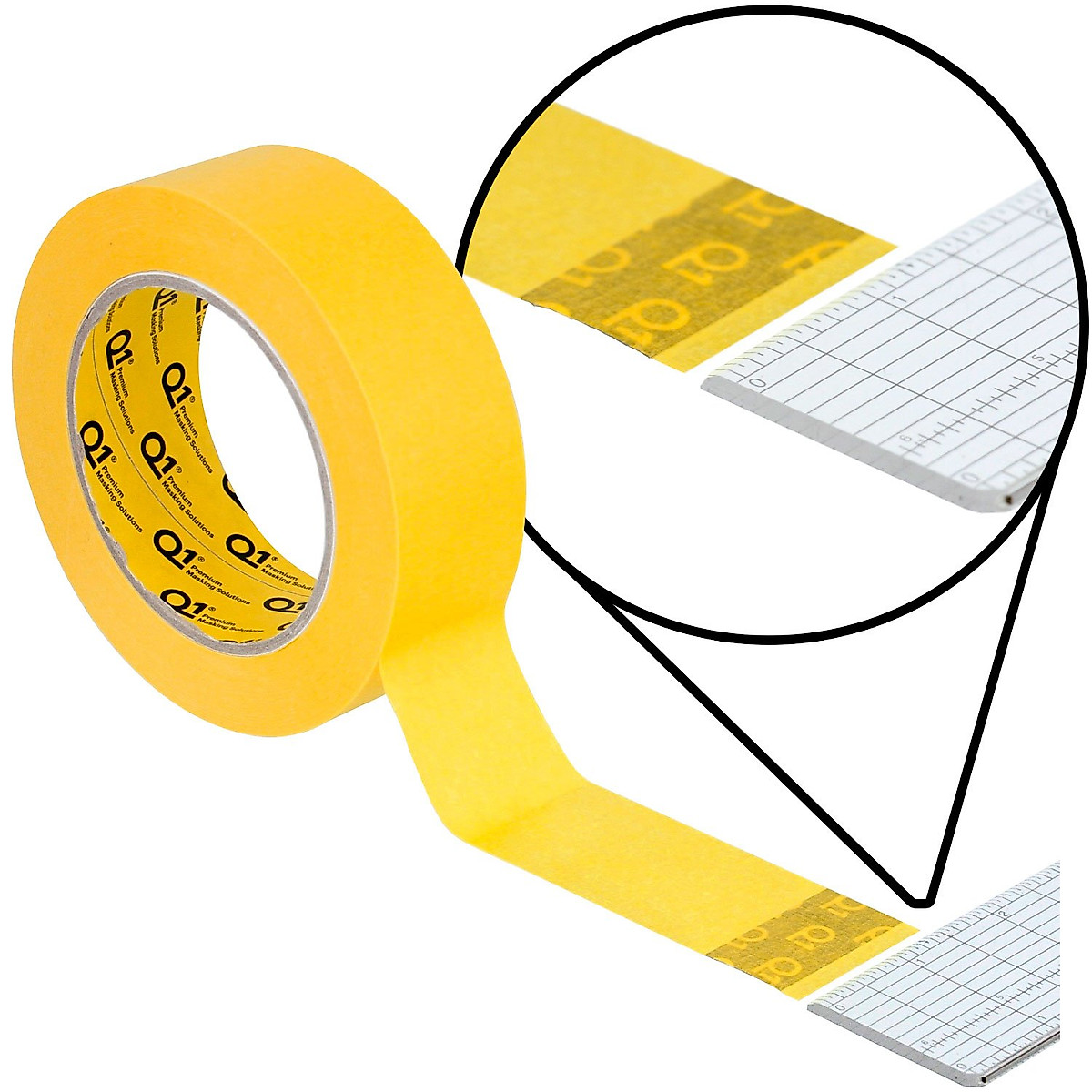 Q1 - 1-1/2 inch (36mm X 55m) Premium High Performance Automotive Yellow Masking Tape - High Temperature - Case of 24 Rolls