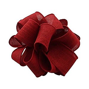 Berwick Offray DWI Linen Wired Edge Ribbon-1-1/2 Wide X 50 Yards-Burgundy Ribbon