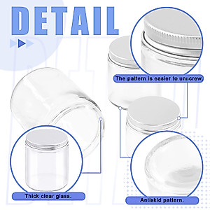 Glarks 12 Pack 2oz 4oz 8oz Glass Jars with Lids, Round Clear Glass Jars with Inner Liner and Silver Lids for Storing Creams, Beauty Products, Cosmetic, Lotion and Ointments