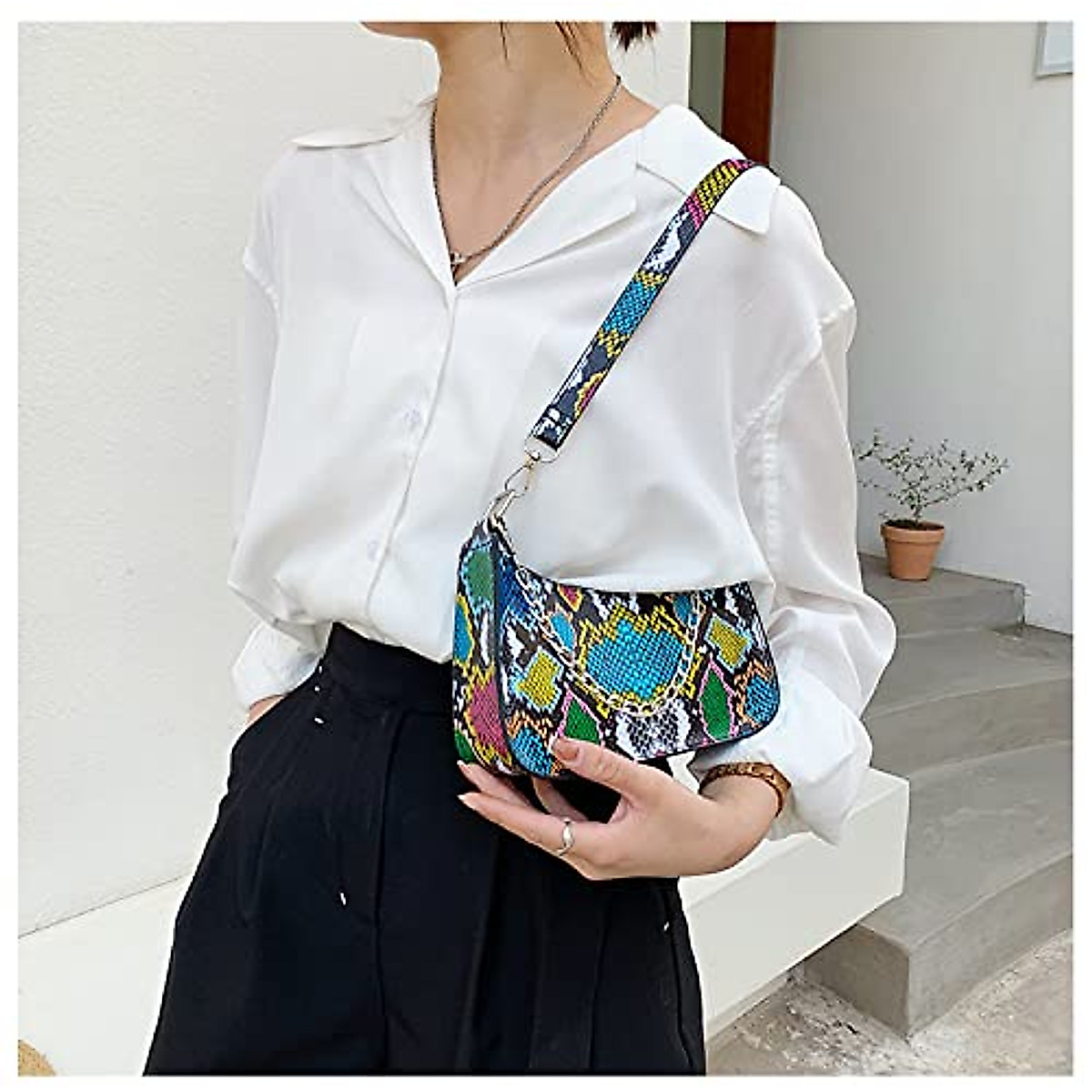 Small Women Animal Cow Print Shoulder Bag Clutch Purse Underarm Handbag Satchel Zipper Bag Purse