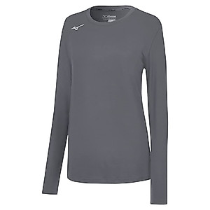 Mizuno Women's Standard Long Sleeve Attack Tee, Quiet Shade, Medium
